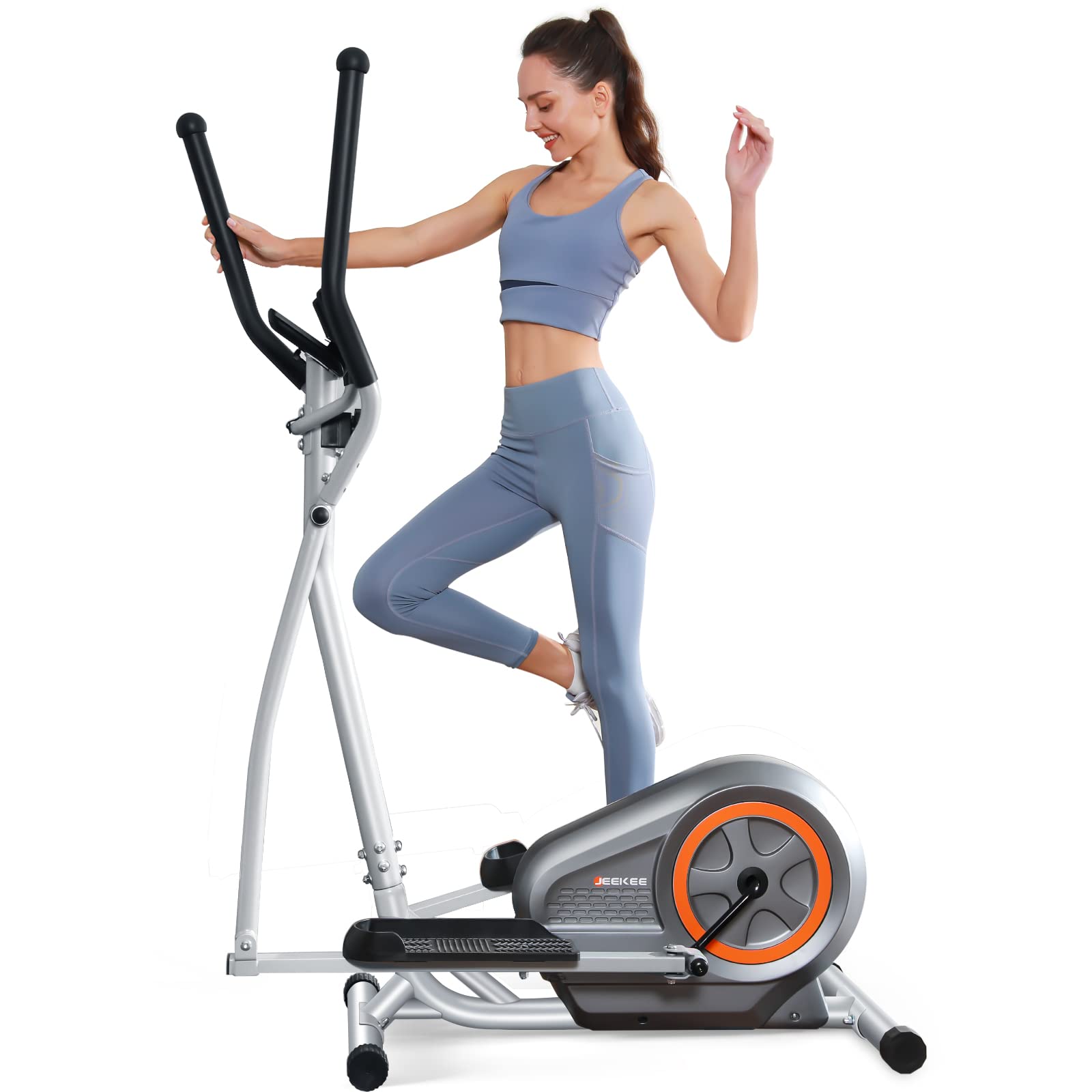 JEEKEE Elliptical Machine, Elliptical Machines for Home Use with 16 Resistance Levels, Hyper-Quiet Magnetic Driving System, Elliptical Exercise Machine with LCD Monitor