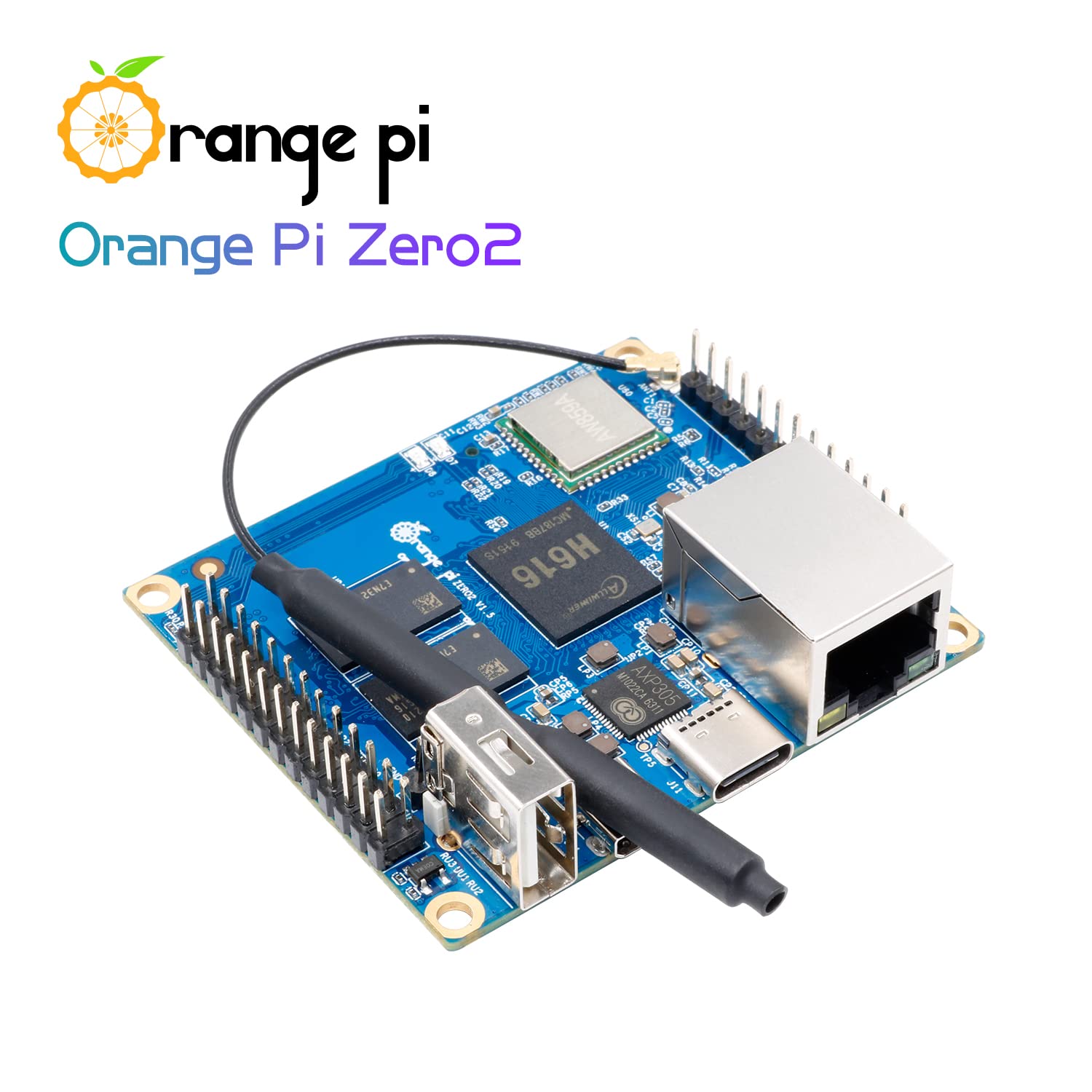 Orange Pi Zero2 1GB Allwinner H616 Quad Core 64 Bit with 2MB, Supported WiFi+BT5.0, Open Source Single Board Computer Run Android,Ubuntu,Debian OS (Zero 2+Case+Heat Sink+Power Supply+Expansion Board)