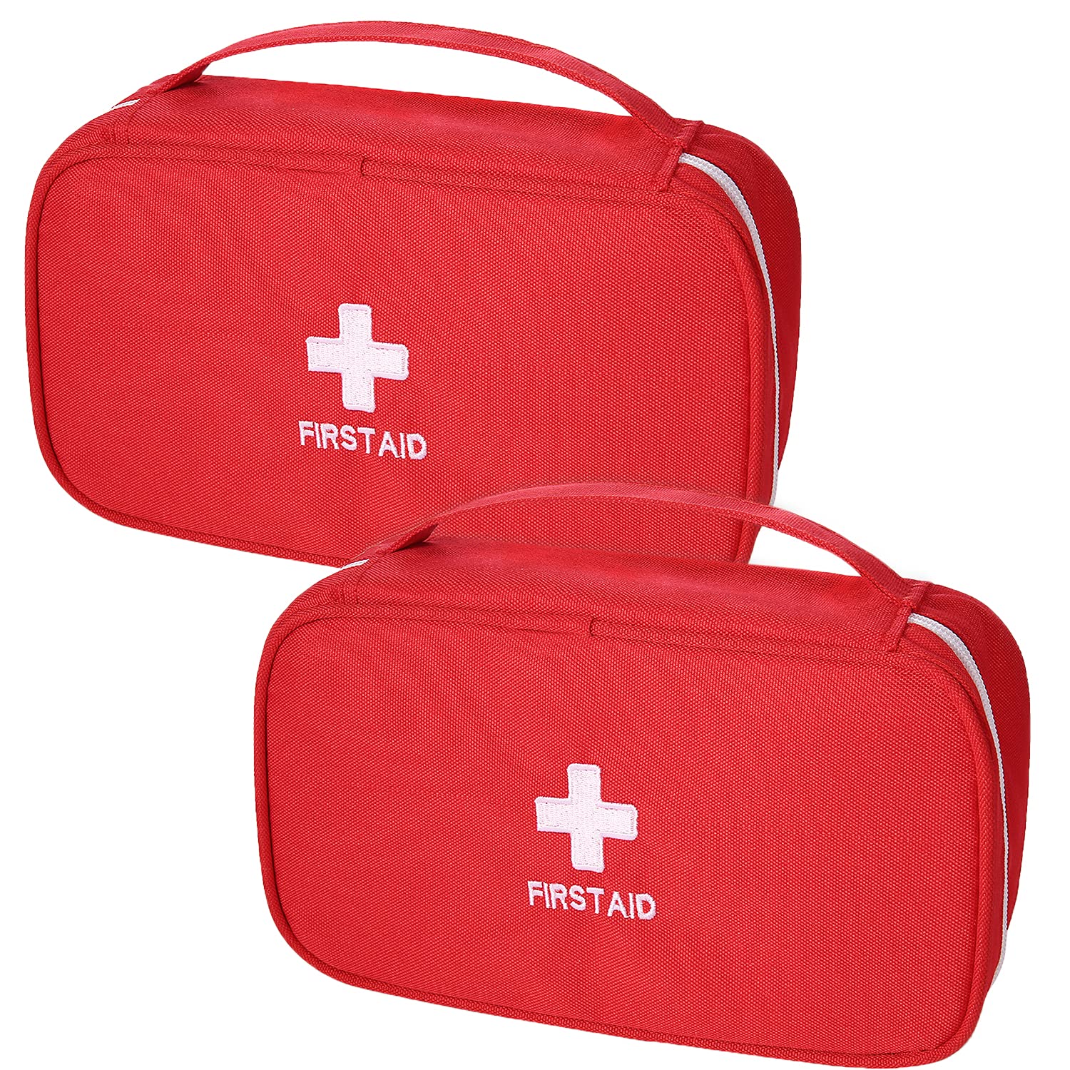 Ellsang First Aid Bags Empty, Portable Travel Medicine Bag for Camping Hiking Vehicle Motorcycle, Empty First Aid Bag for Home Emergency (Red)