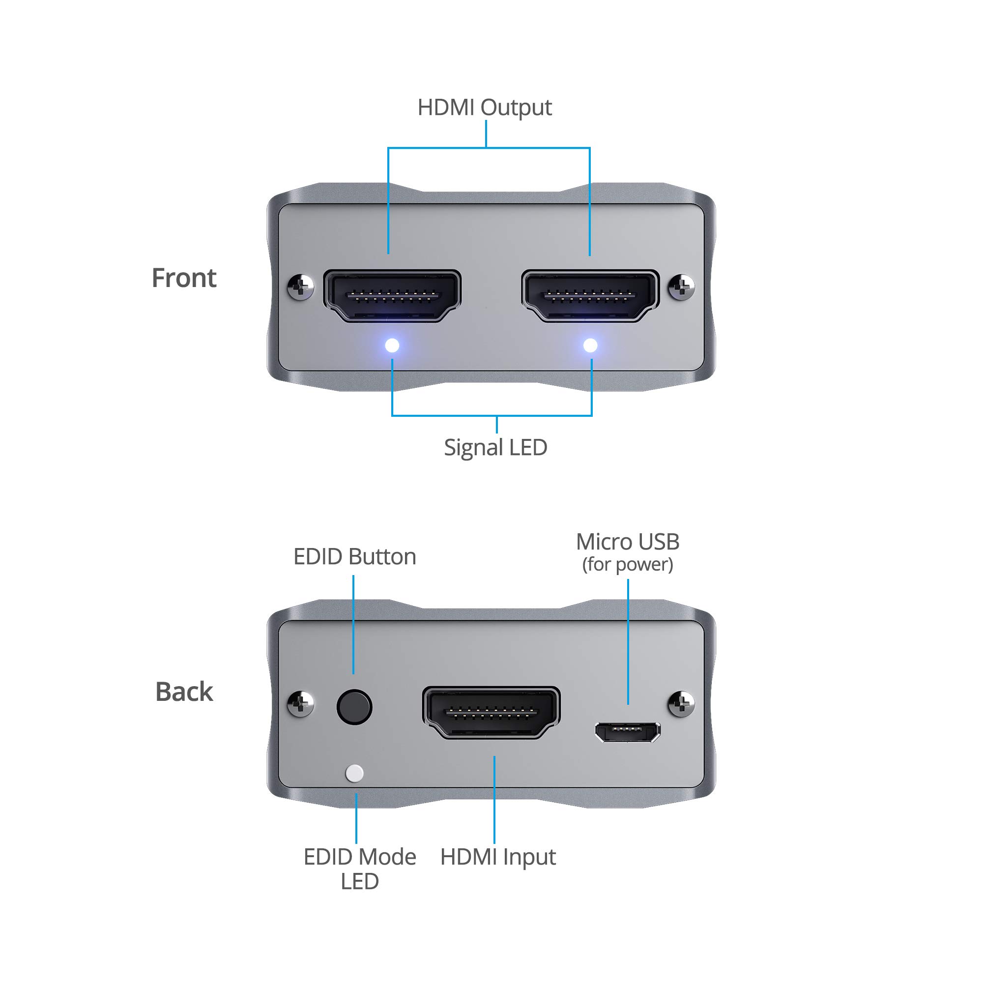 gofanco Prophecy 4K 1x2 HDMI 2.0 Splitter – 4K @60Hz YUV 4:4:4, HDR, 3D, HDCP 2.2/1.4, EDID, 18Gbps, ESD Protection, 2 Way Port, 1 in 2 Out, TAA Compliant (PRO-HD20split2P)