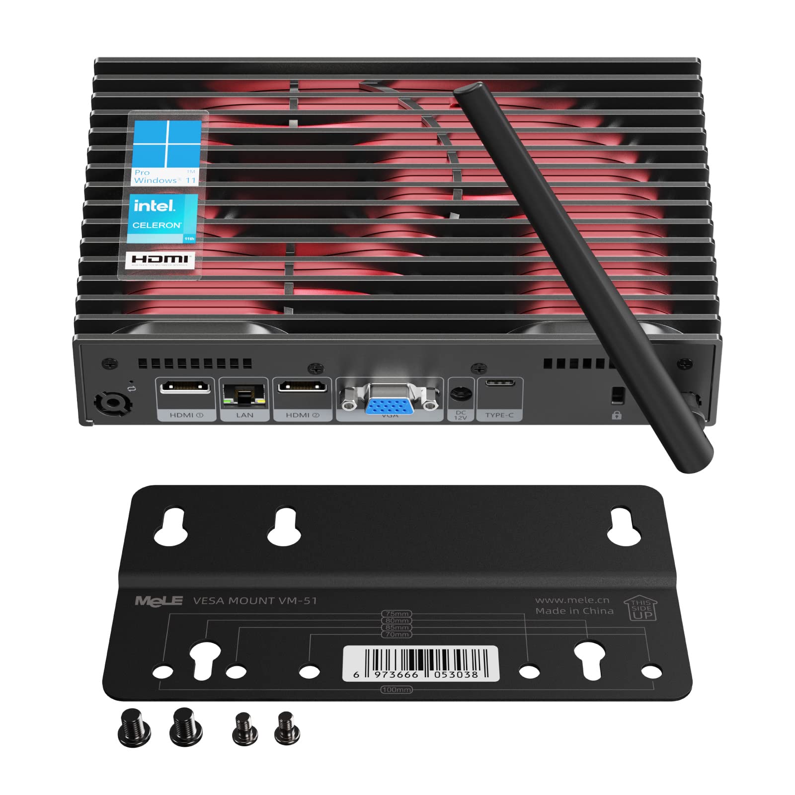 MeLE Fanless Mini PC Computer PCG35 N5105 8GB 256GB Windows-11-Pro Micro PC Support M.2 NVMe SSD 2.5" HDD/SSD 2X HDMI 4K +1x VGA Triple Display WiFi 6 Gigabit Ethernet BT5.2 on Business Office Home