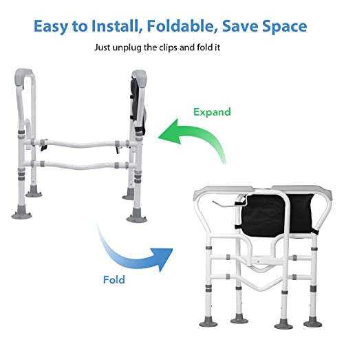 LEACHOI Toilet Safety Rails for Elderly, Toilet Rails for Elderly Free Standing, Heavy Duty Toilet Safety Frame with Arms, Handicap Toilet Seat, Height & Width Adjustable - 350lbs