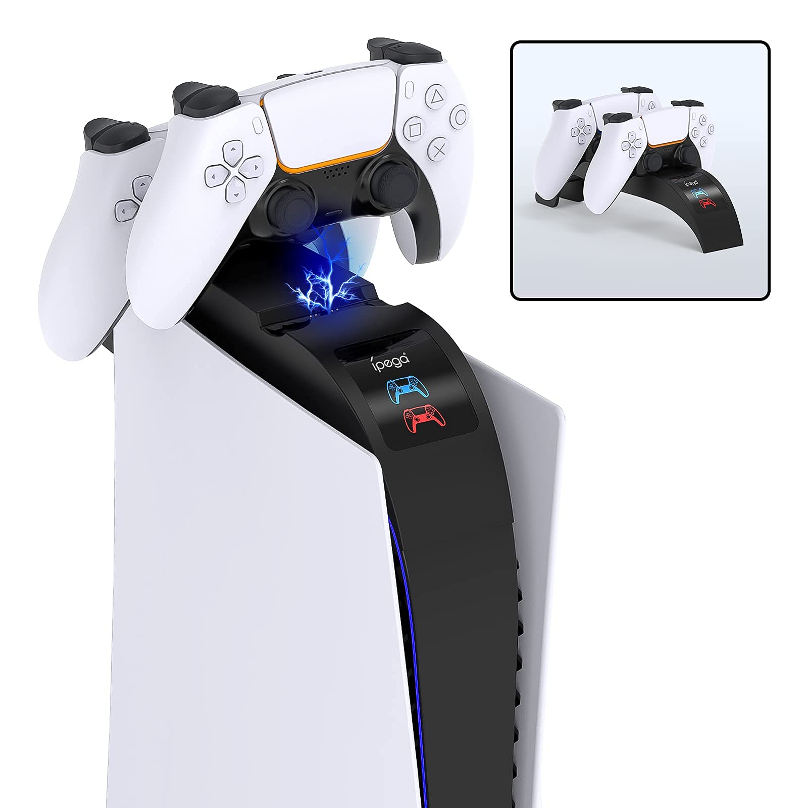 Fast Charging Station for PS5, Dualsense Charger Station Dock for Dual Playstation 5 Controllers with LED Indicator, Dual Controller Charging Stand for Playstation 5 Controller
