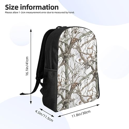 RLDOBOFE White Tree Camo Backpack For Women Men Travel Laptop Backpack Rucksack Casual Daypack Lightweight Travel Bag