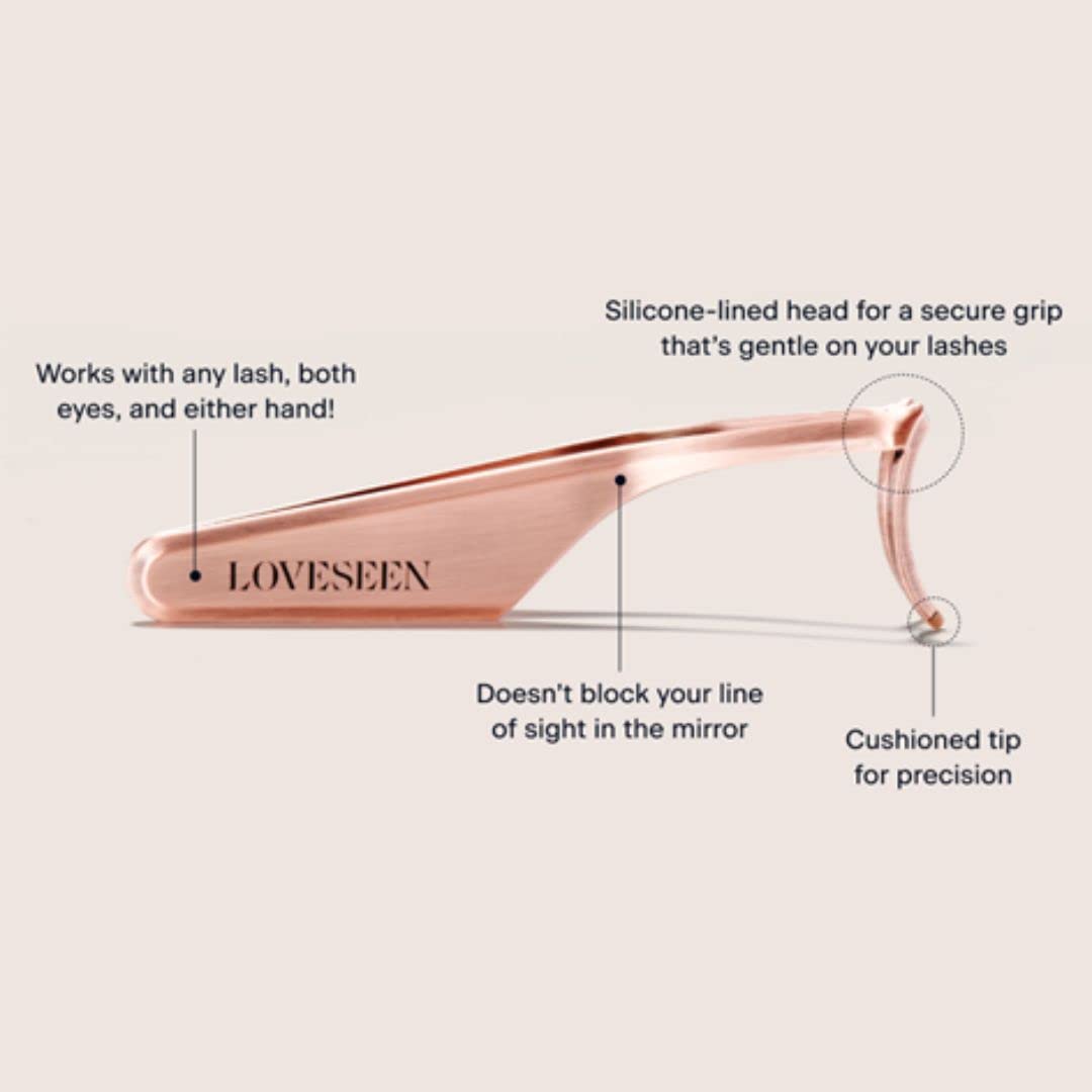 LOVESEEN, Founded by Jenna Lyons, The Lash Tool False Eyelashes Applicator, Lash Extension Tweezers, Rose Gold