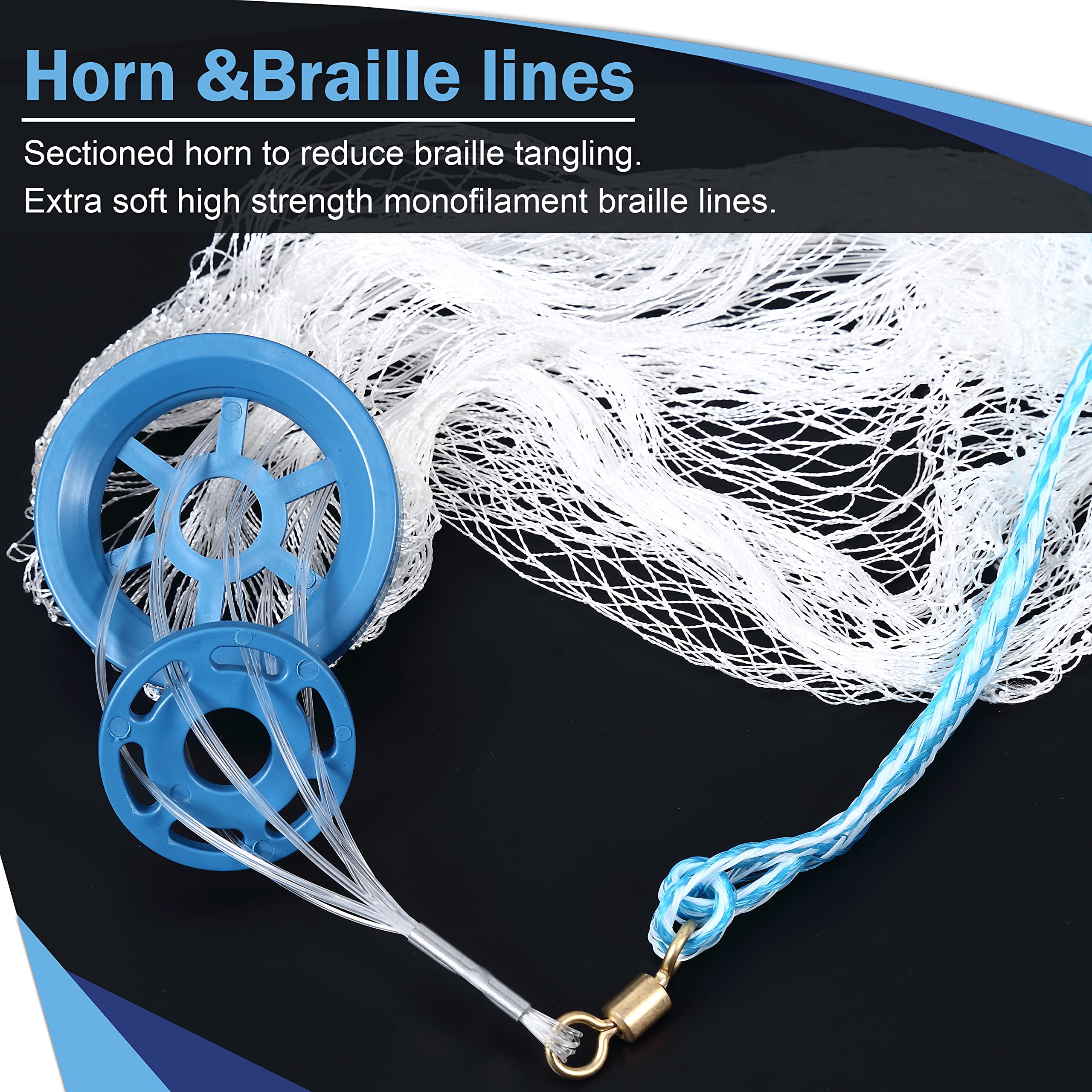 Fishing Net, American Cast Nets for Fishing, AKELLYTH 1/2" mesh, 6 ft,1 lb/ft Fishing Nets for Saltwater & Freshwater with Coated Sinkers. Offering Size: 4-6-8 Radius ft