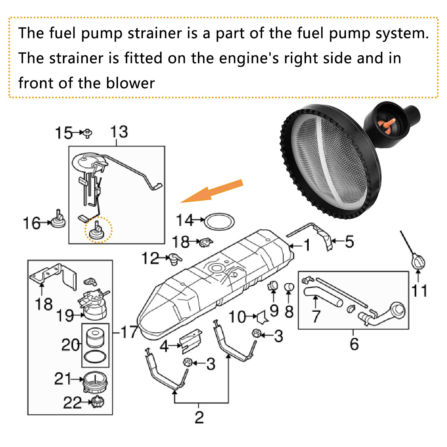 Fuel Tank Sending Unit Filter Screen Strainer and Filter Compatible with Ford 6.0L 7.3L PowerStroke Diesel Engine E5TZ-9J306-BA 4C4A-9365-BA 904-419