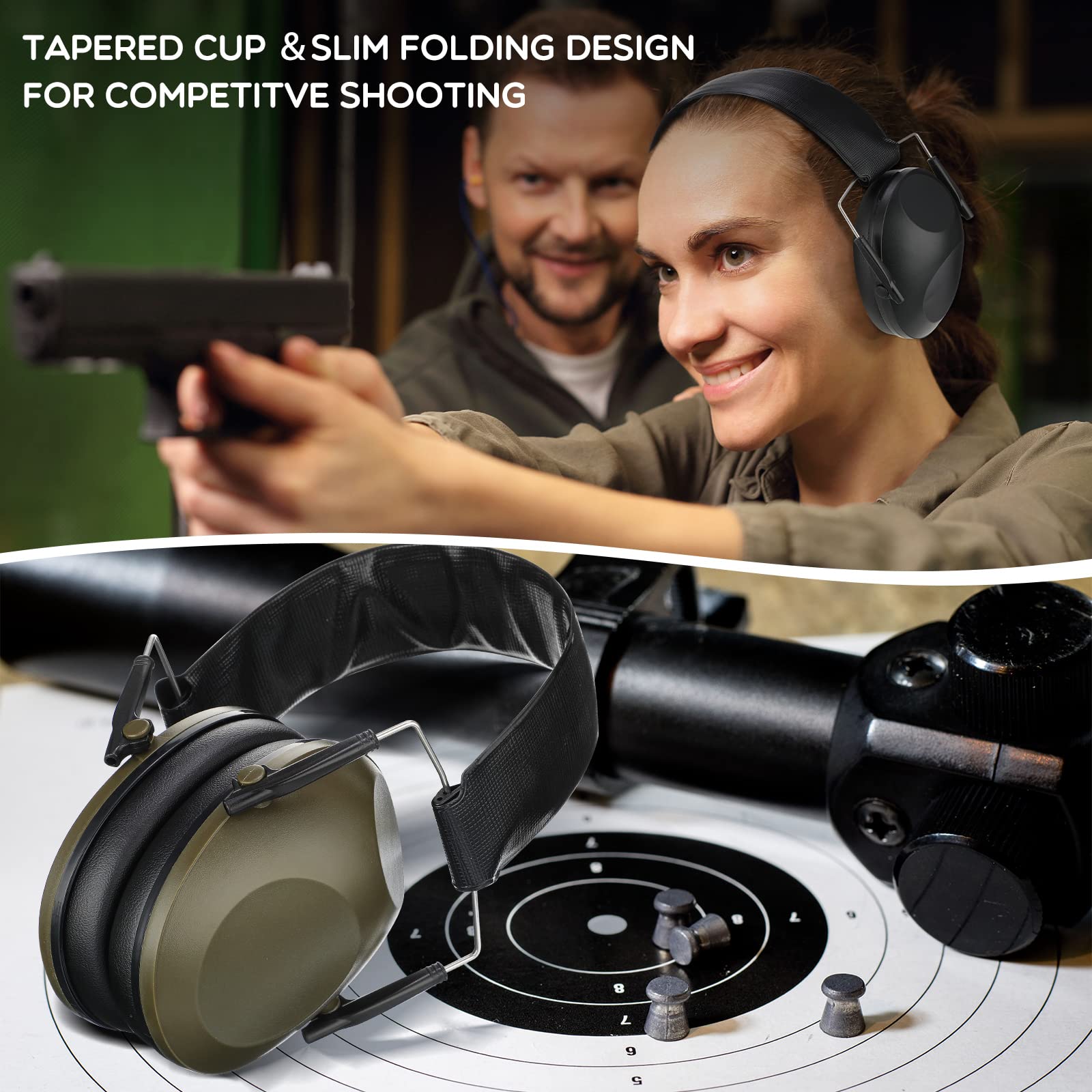 Jerify 4 Pack Hearing Protection Ear Muffs for Noise Reduction, Compact Folding Slim Noise Canceling Ear Protection Headphones for Shooting Gun Range, Construction, Mowing, Woodwork