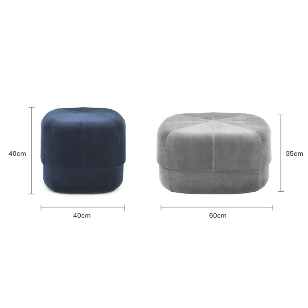 ESRADA Footstool Ottoman Velvet Footrest Stool Ottoman Modern Foot Stool Ottoman Round/Square Sofa Footrest Extra Seating for Living Room Entryway Office B-65x65x35cm