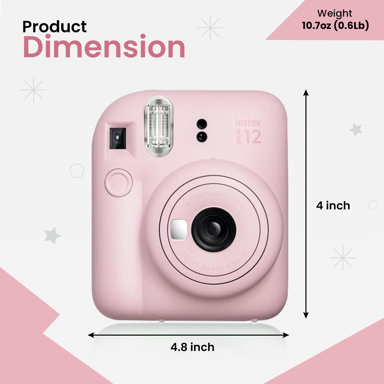 Fujifilm Instax Mini 12 Instant Camera Clay White MiniMate Accessory Bundle & Compatible Custom Case + Fuji Instax Film Value Pack (50 Sheets) Designer Photo Album (Clay White)