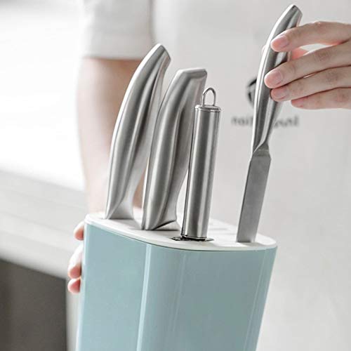 JHHDP Home Tableware Knife Block 7 Different Slot Multifunction Plastic Knife Stand Holder for Knives Kitchen Accessories (Color : E)