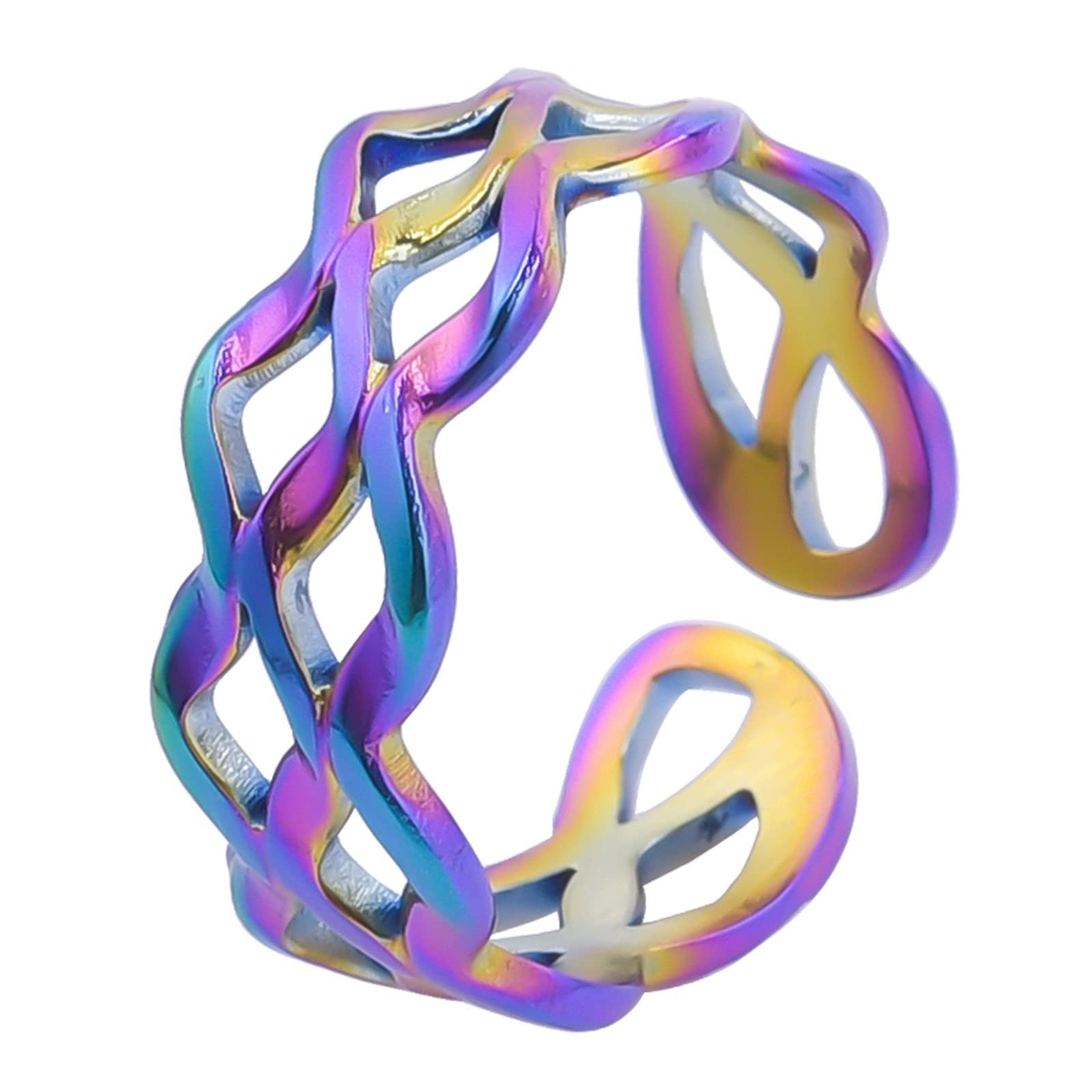 Heart Mood Ring Open Vintage Steel Steel Stainless Titanium Ring and Adjustable Men's Women's Ring Rings Trendy Rings for Teen Girls (Color, One Size)