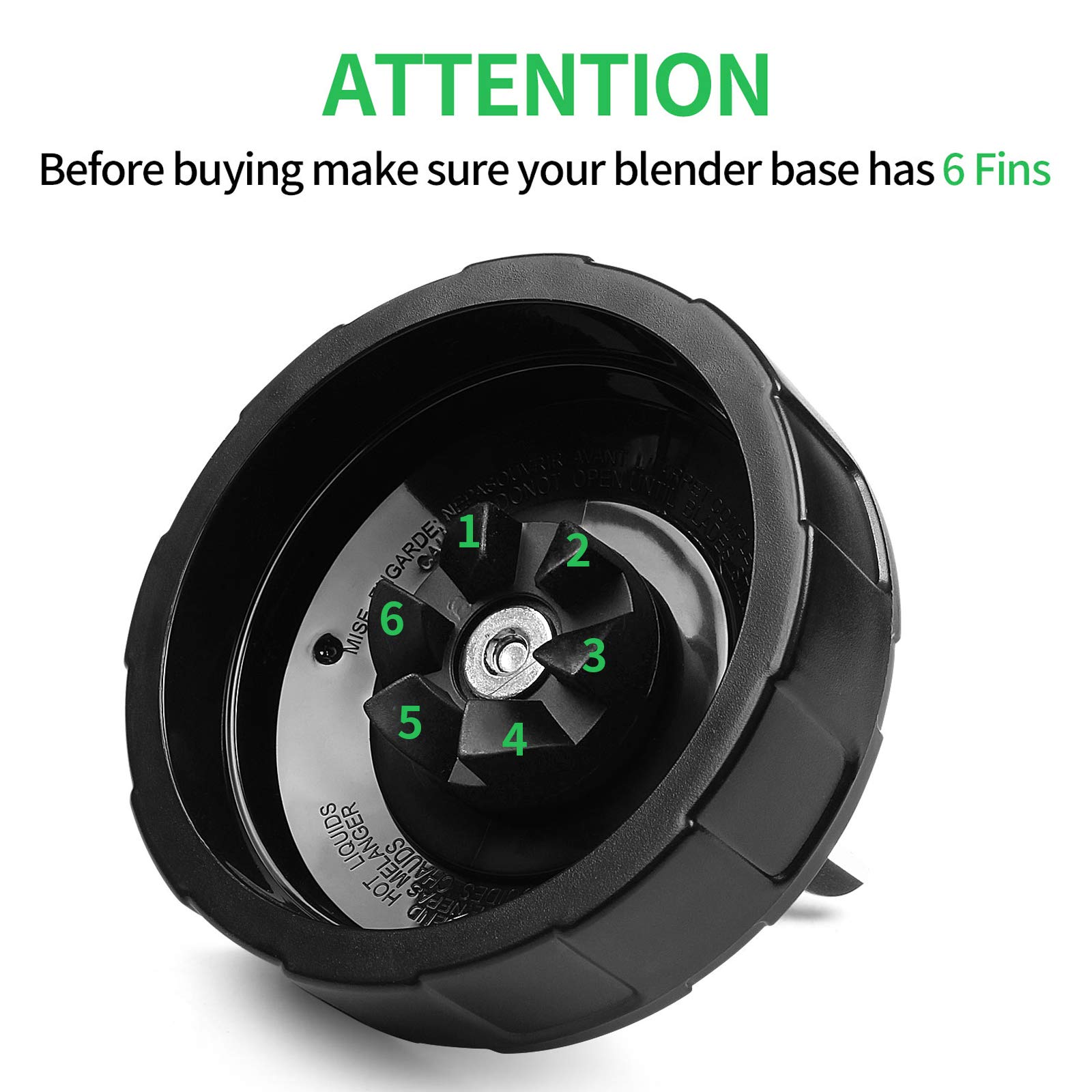 for Ninja Blender Blade Replacement,Blade 6 Fins for Nutri Ninja Extractor Bottom Blade Auto iQ BL450-70 BL451-70 BL454-70 BL481-70 BL482-70 (6 FINS 4 INCH)