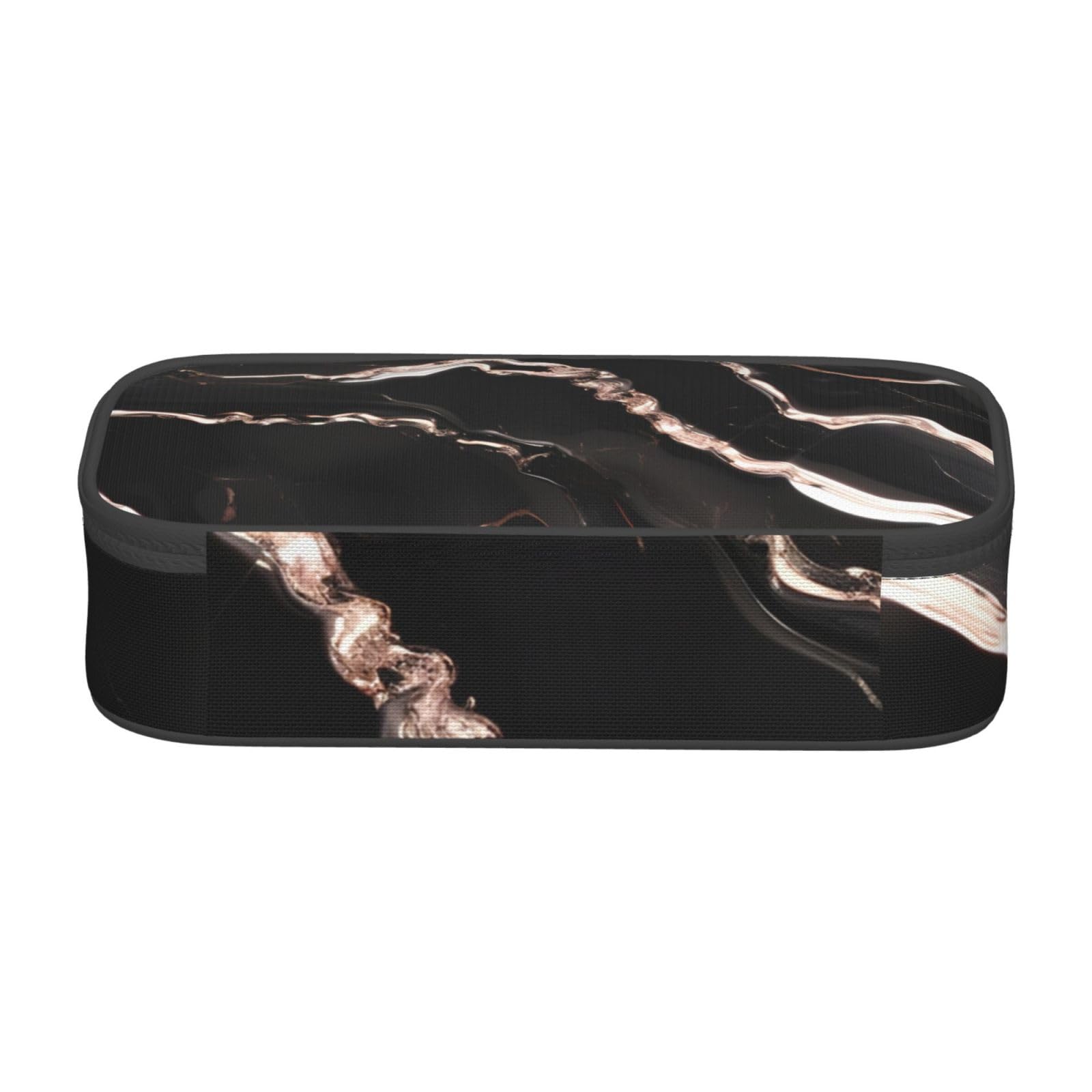 QHWLR Black rose gold Marble print Pencil Case Large Capacity Pen Pouch for interlayer Adults Cosmetic Bag Supplies 