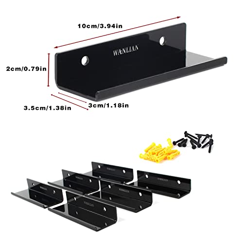 WANLIAN Vinyl Record Shelf Wall Mount,Clear Acrylic Vinyl Album Record Holder Storag Rack for Display LP Wall (S,black pack of 6)
