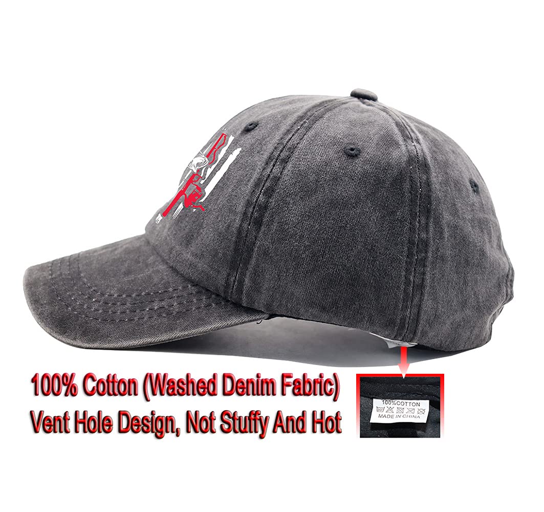 Fish American Flag Hat, Adjustable Washed Fishing Rod Us Flag Baseball Cap for Fisherman Men Women (Fish American Flag Black, one Size)