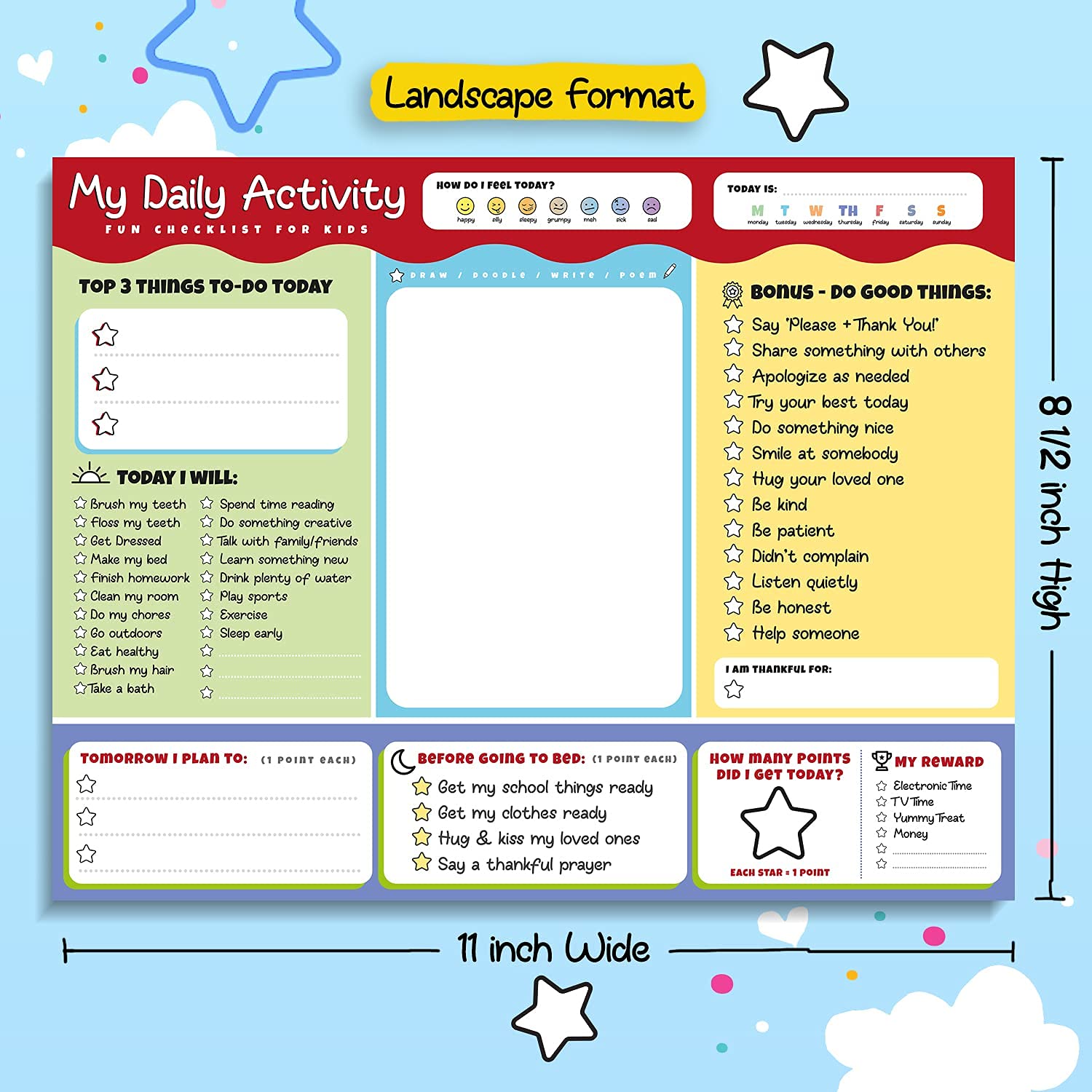 Goody Farm Daily Notepad Planner Checklist Pad - Child Habit Manner Chore Skill Kid To Do