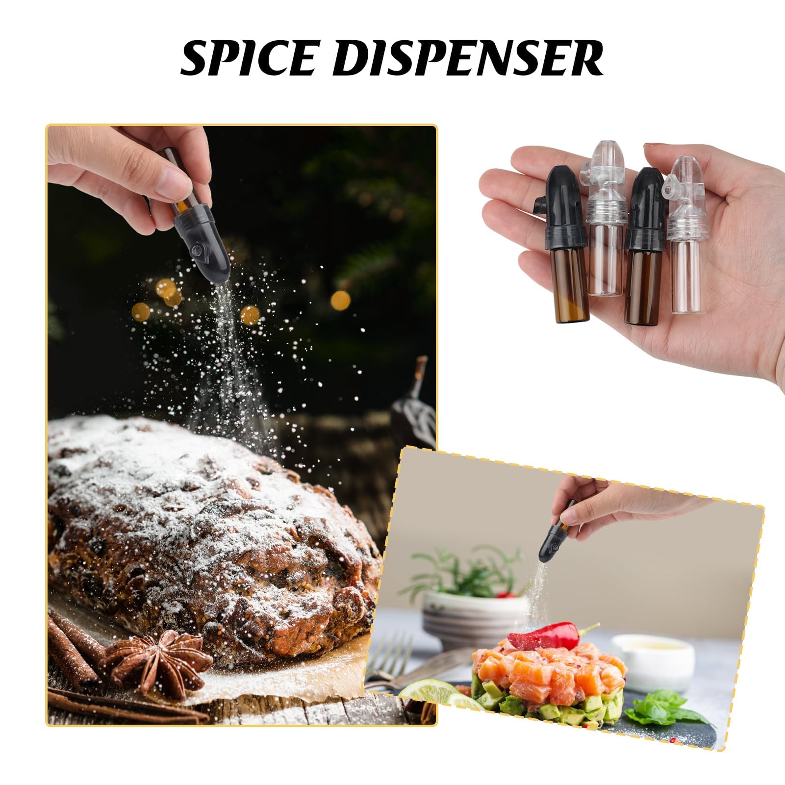 Oreutkd 4 Pack Camping Spice Containers, Portable Spice Dispenser with Knob Switch Storage Bottle, Salt and Pepper Shakers Spice Storage for Outdoor Activities Traveling Cooking (2.67" x 0.59")