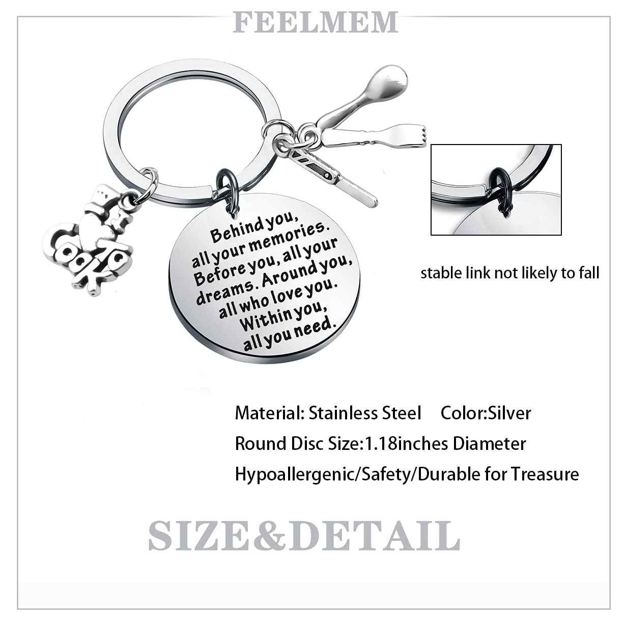 FEELMEM Future Chef Jewelry Behind You All Your Memories Keychain Cooking Lovers Gifts Cafeteria Worker Jewelry Culinary Student Gift Pastry Chef Graduation Gift (Chef-ky)