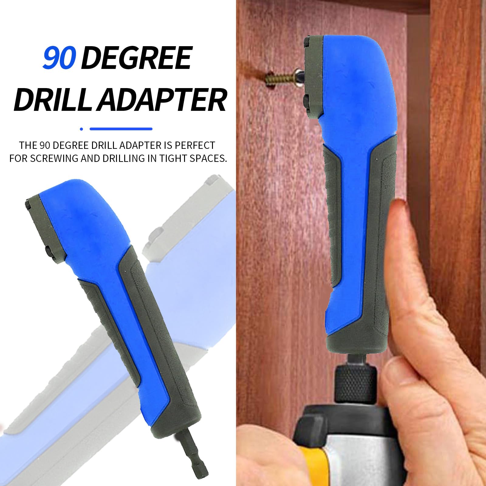 Right Angle Drill Attachment, 90 Degree Drill Adapter, Screwdriver Socket Adapter, Drill Bit Corner Adapter for Most Electric Drills, Socket Wrenches, Perfect for Driving Screws in Tight Spaces(Blue)