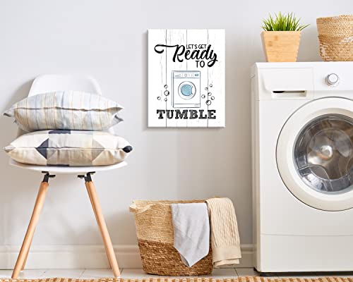 Kas Home 2 Panels Laundry Room Decor Laundry Room Wall Sign Tumble Fresh Clean Canvas Laundry Wall Art Plaque Farmhouse Laundry Rules Wall Decor (White - laundry, 12 x 15 inch + 8.6 x 11 inch)