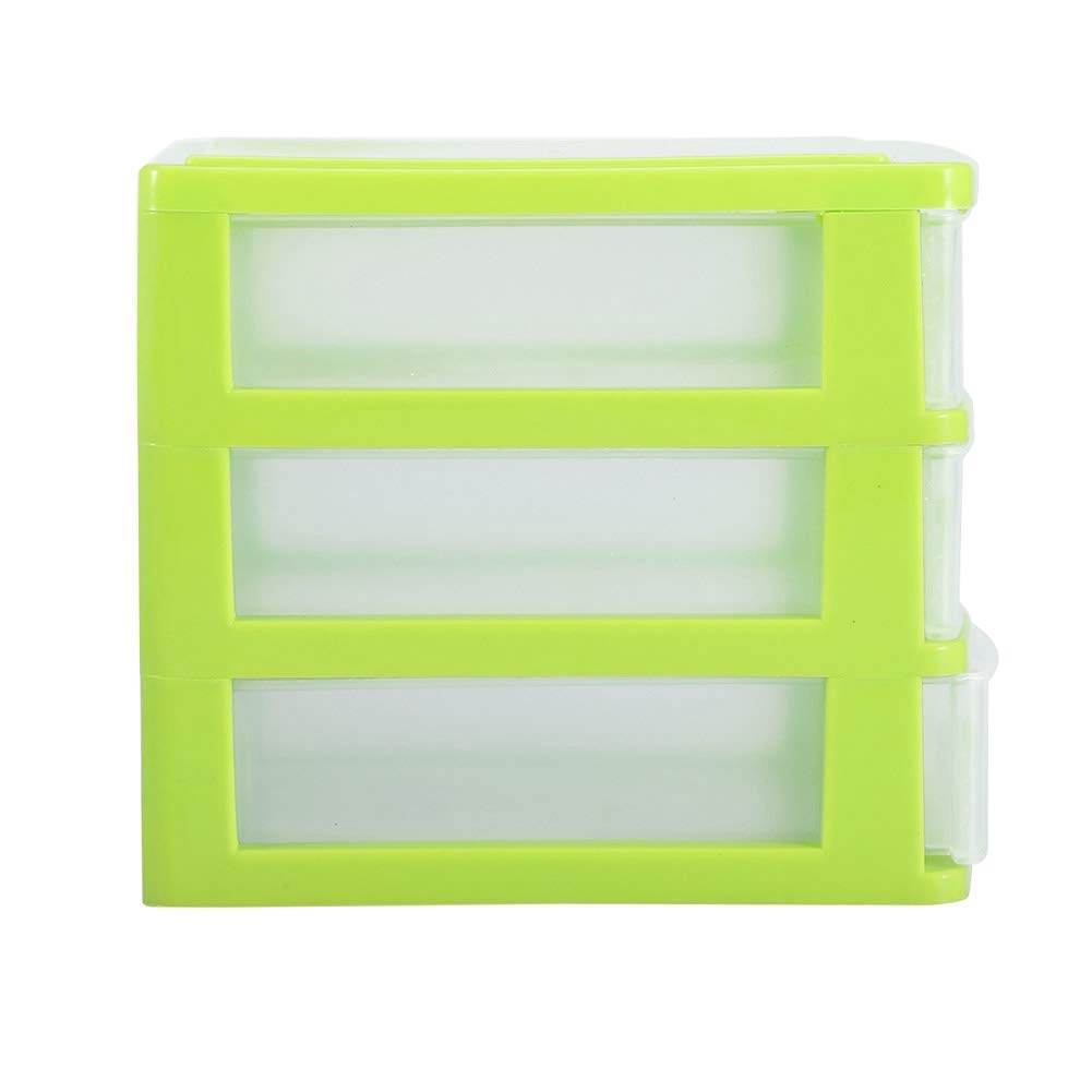White 3 Drawer Plastic Storage,2 PCS Mini Drawer Organizer, Plastic Jewelry Makeup Storage Box with Adjustable Detachable Dividers for Small Accessories (3 Layers Green)
