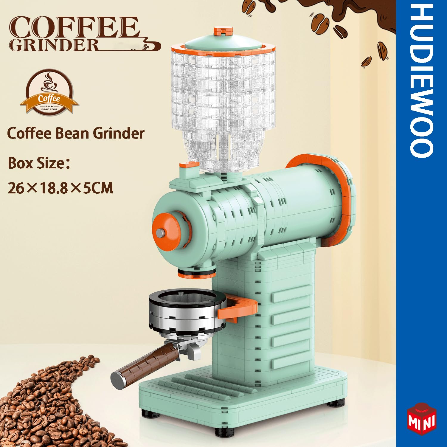 HUDIEWOO Coffee Grinder Building Set for Adults 715pcs: Cute Building Blocks Set for Couples, Display Collection for Home Décor Accessory, Creative Construction Gift Idea for Teens