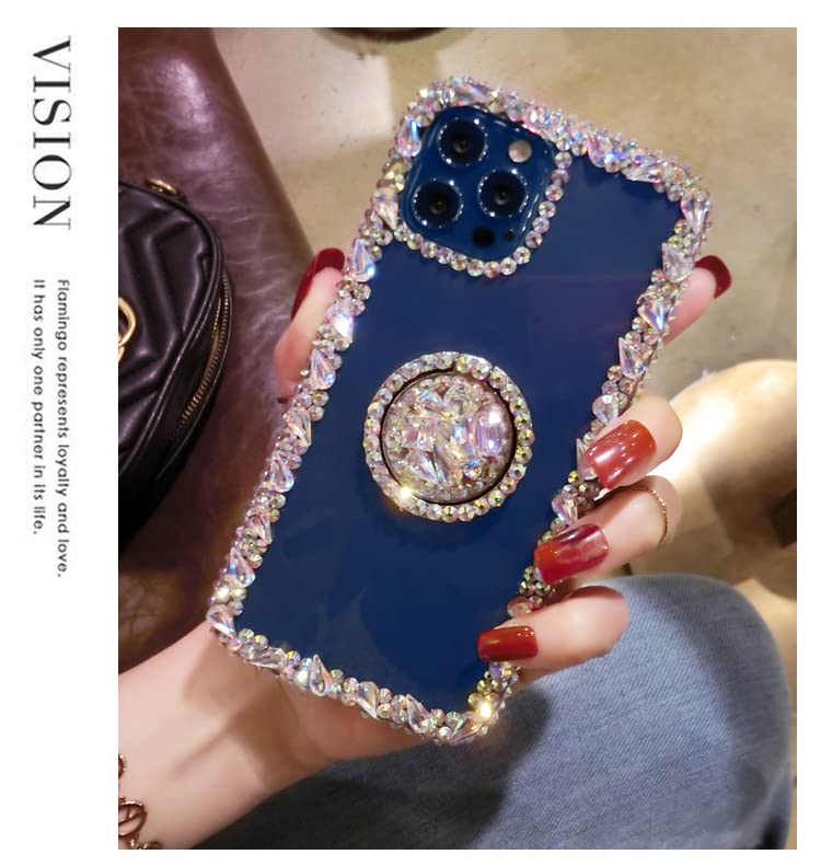 redecarie for Galaxy Note 10 Plus Case,Luxury Bling Glitter Diamond Ring Holder Kickstand Sparkle Crystal Rhinestone Women Girls Kids Clear Protective Phone Cover for Samsung Galaxy Note 10 Plus