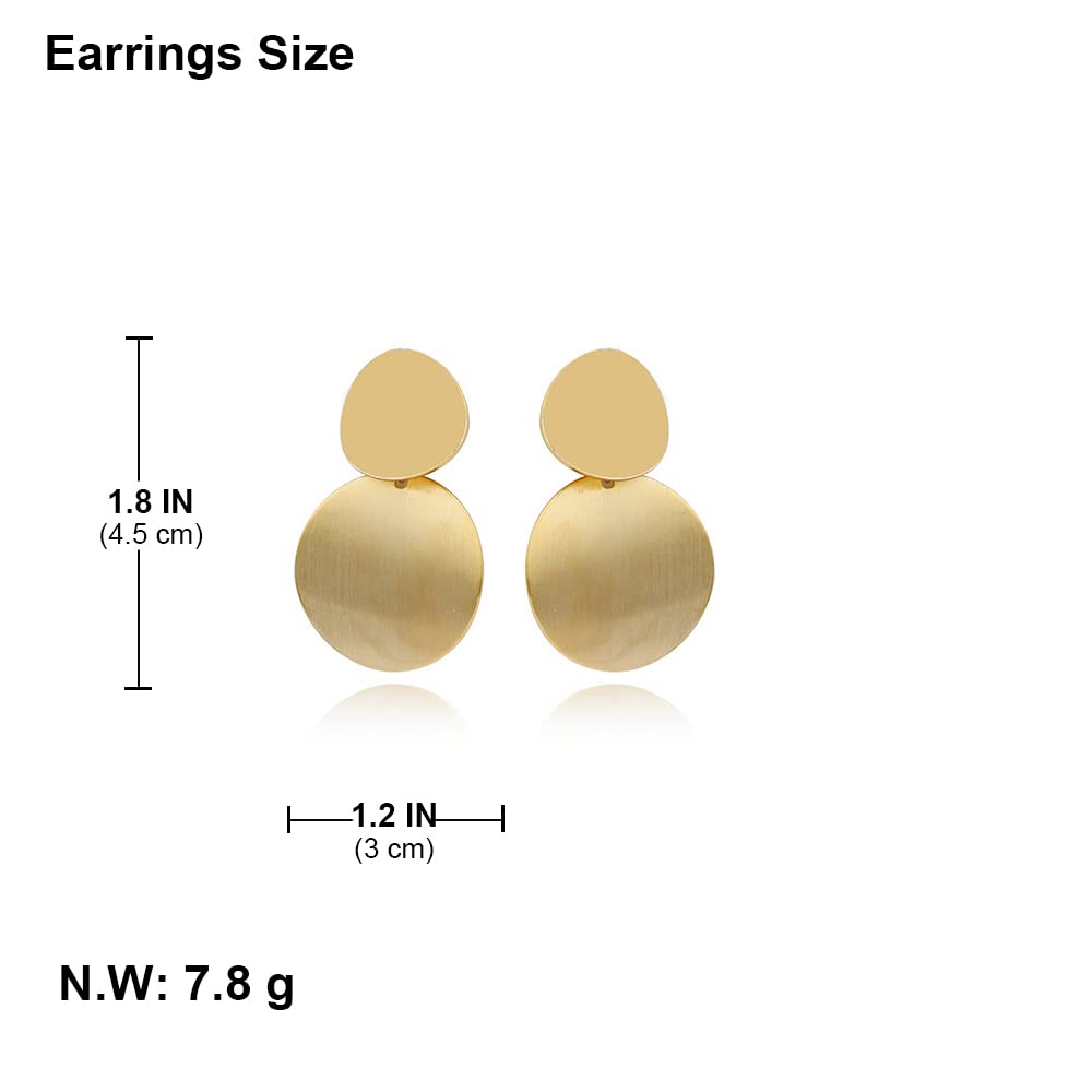 Gold Plated Round Disc Dangle Earrings Minimalist Circle Geometric Statement Drop Earrings for Women Girls Gift…