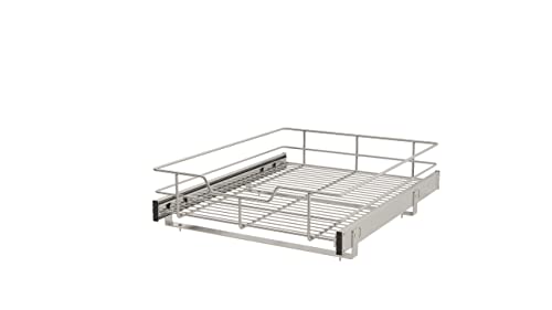 Pull Out Cabinet Organizer - Slide Out Under Cabinet Basket for Kitchen, Bathroom, Pantry Heavy Duty Slide Out Shelves, Requires At Least 18” Cabinet Opening (17.6W x 22D x 5.5H inch, Chrome)