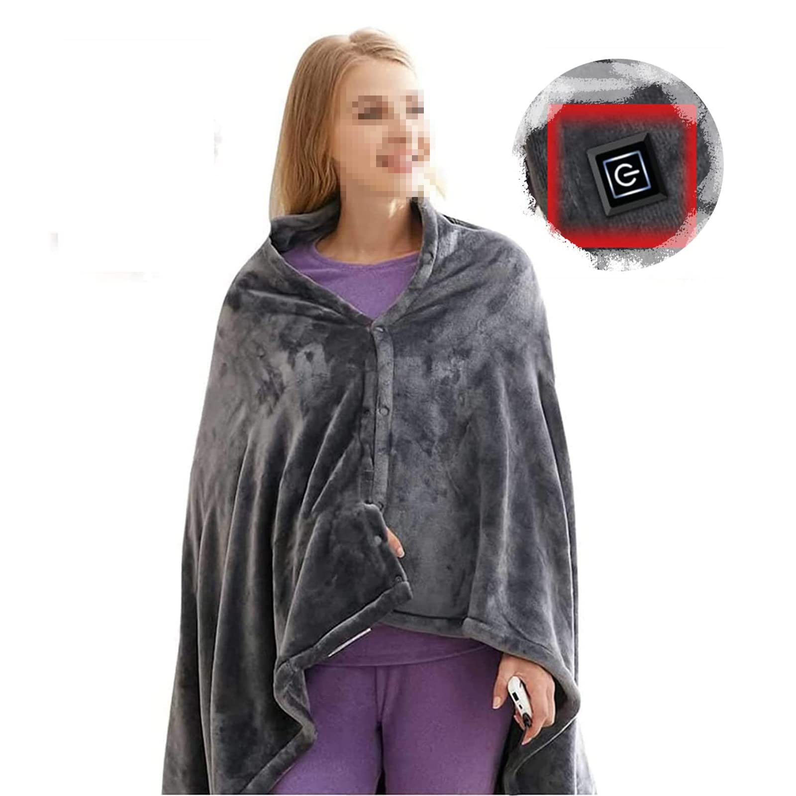 Heated Cape Blanket, Large Area Fever,Power Saving Electric Throw, Warm Your Shoulders, Abdomen, Knees Electric Lap Blanket Throw