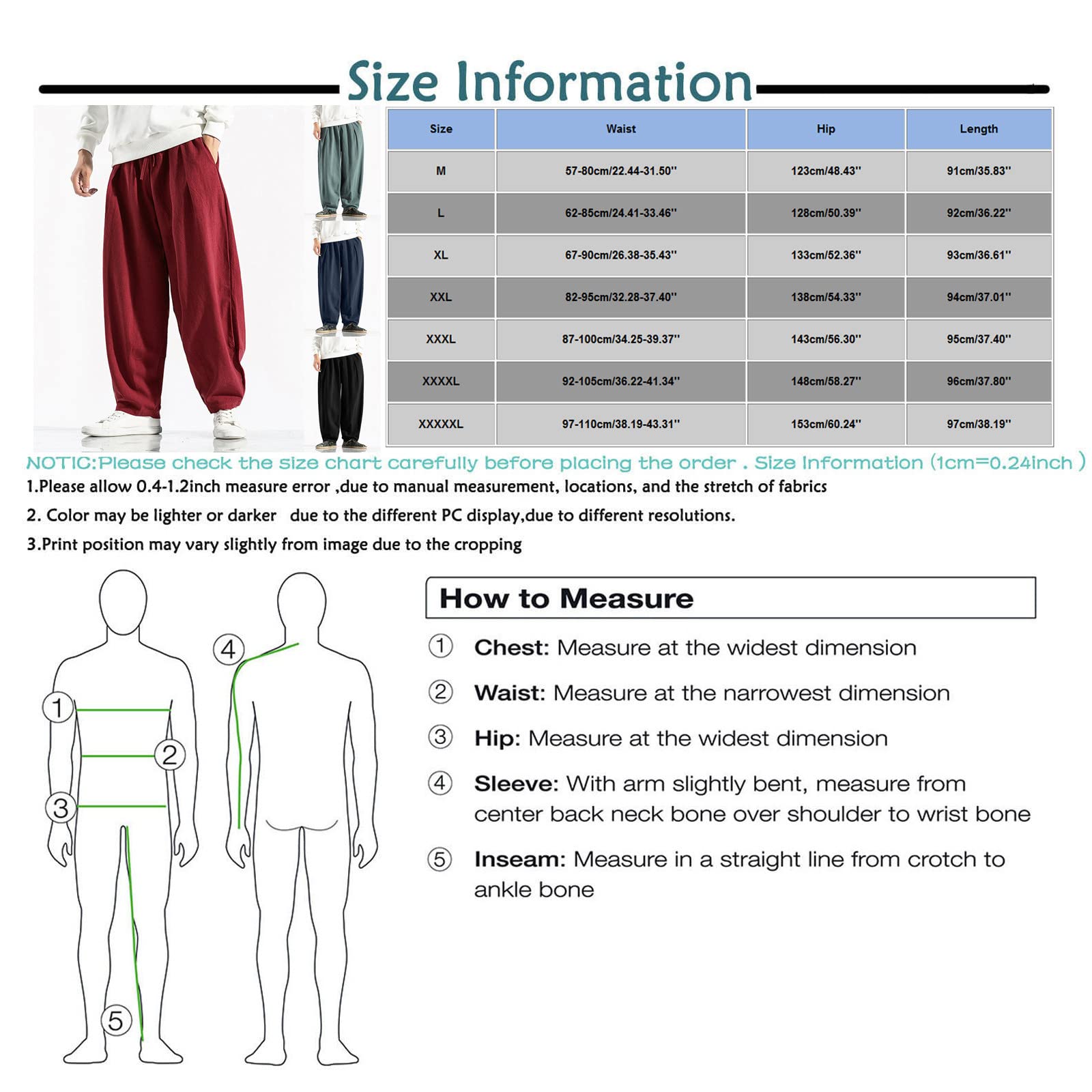 FlekmanArt Harem Pants for Men Mens Sweatpants Sweatpants for Men Comfortable Breathable Trousers Mens Workout Pants