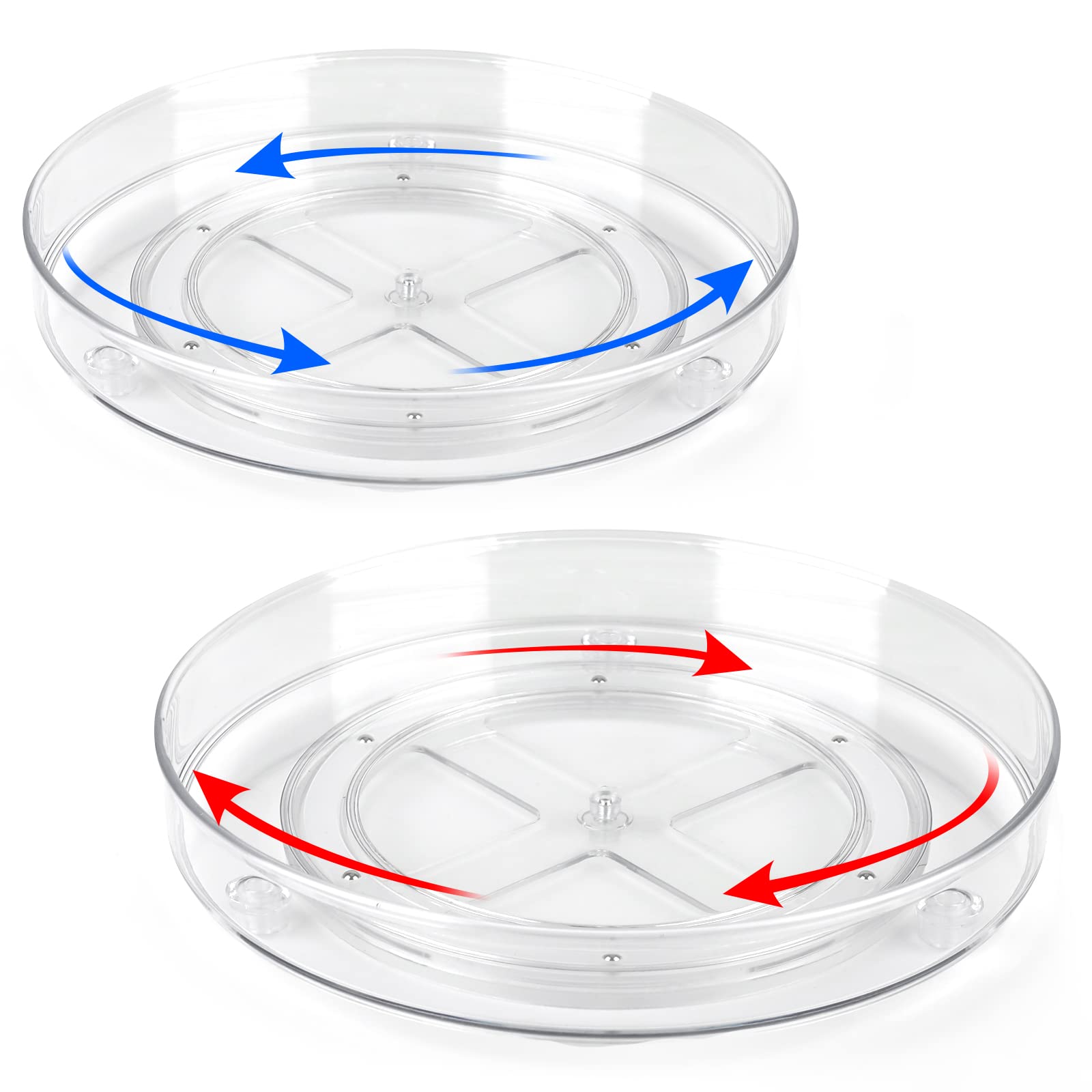 Goramio Lazy Susan Turntable for Cabinet 2 Pack (9+10 Inch) - Clear Acrylic Lazy Susan Organizers - 360° Turntable Organizers for Pantry Kitchen Bathroom Cabinet Refrigerator Fridge Under Sink