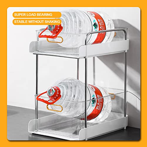 Pull Out Under Sink Organizer 2 Tier Multi Purpose Sink Organizers Storage for Bathroom Kitchen Sink Storage Organizer Sliding Cabinet Organizer,White,L