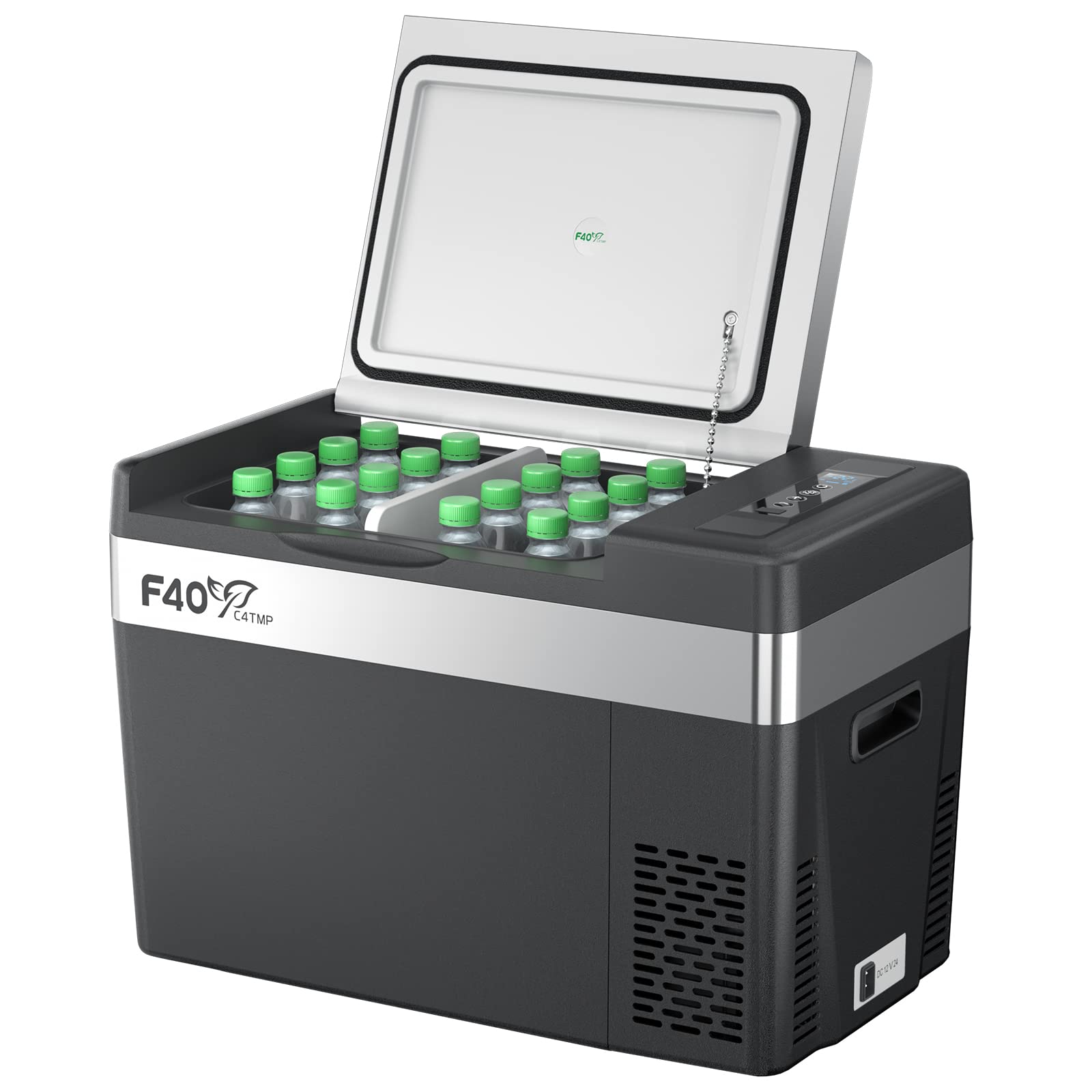 F40C4TMP Portable Refrigerator, 30 Quart (28L) 12 Volt Freezer, (-7.6℉~50℉) Compressor Fridge For Car with 12/24V DC & 110V AC, Suitable For Van, Truck, Vehicles, RV, Road Trip, Camping, Outdoor, Home