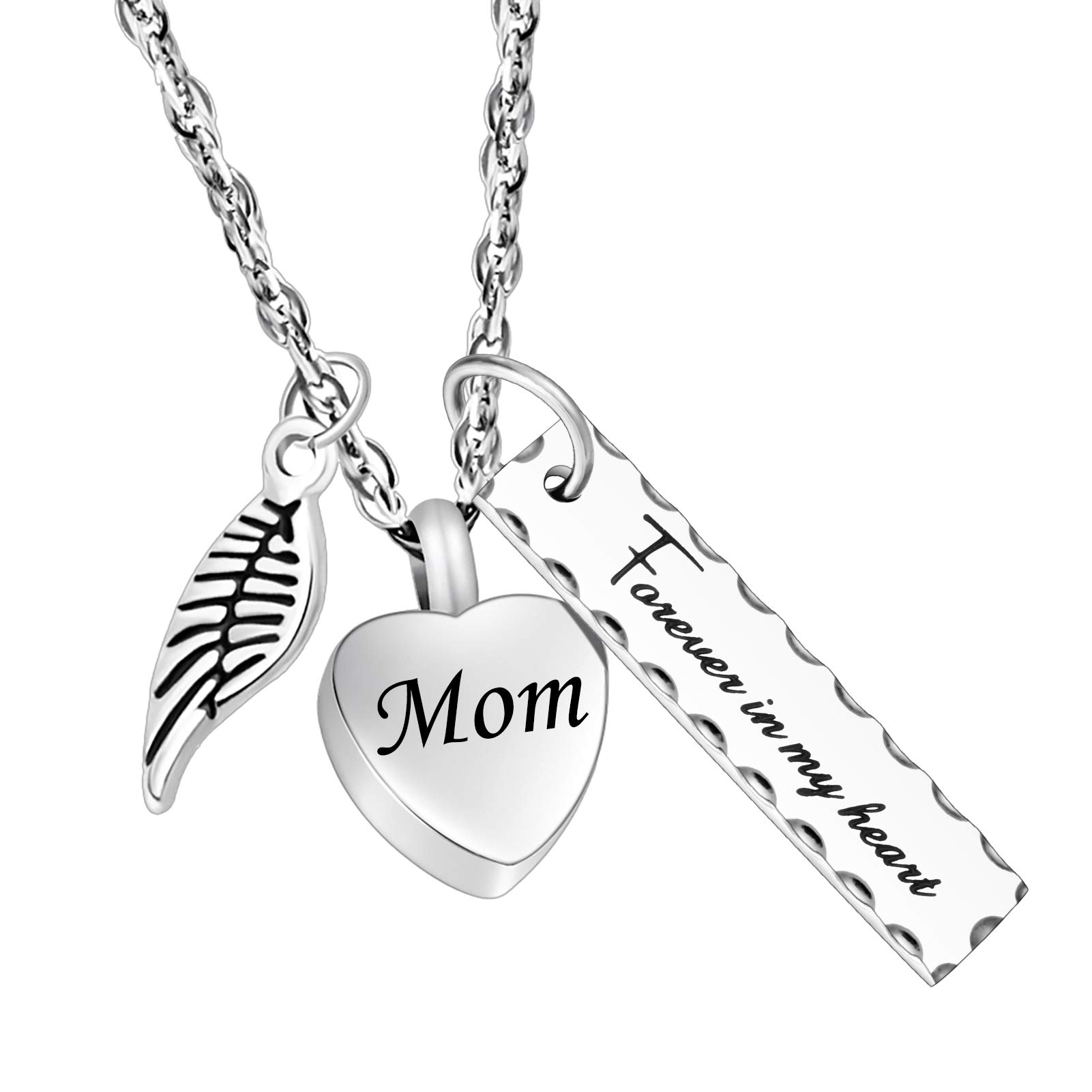 Dletay Urn Necklace for Ashes for Mom Cremation Jewelry for Ashes Memorial Ashes keepsakes Jewelry-Forever in My Heart