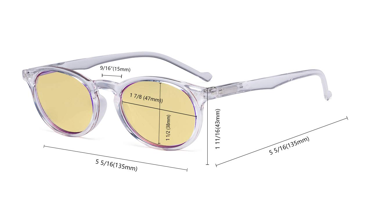 Eyekepper Blue Light Blocking Glasses Women - Anti Digital Glare UV Ray Oval Round Computer Reading Glasses with Amber Tinted Filter Lens - Black +1.50
