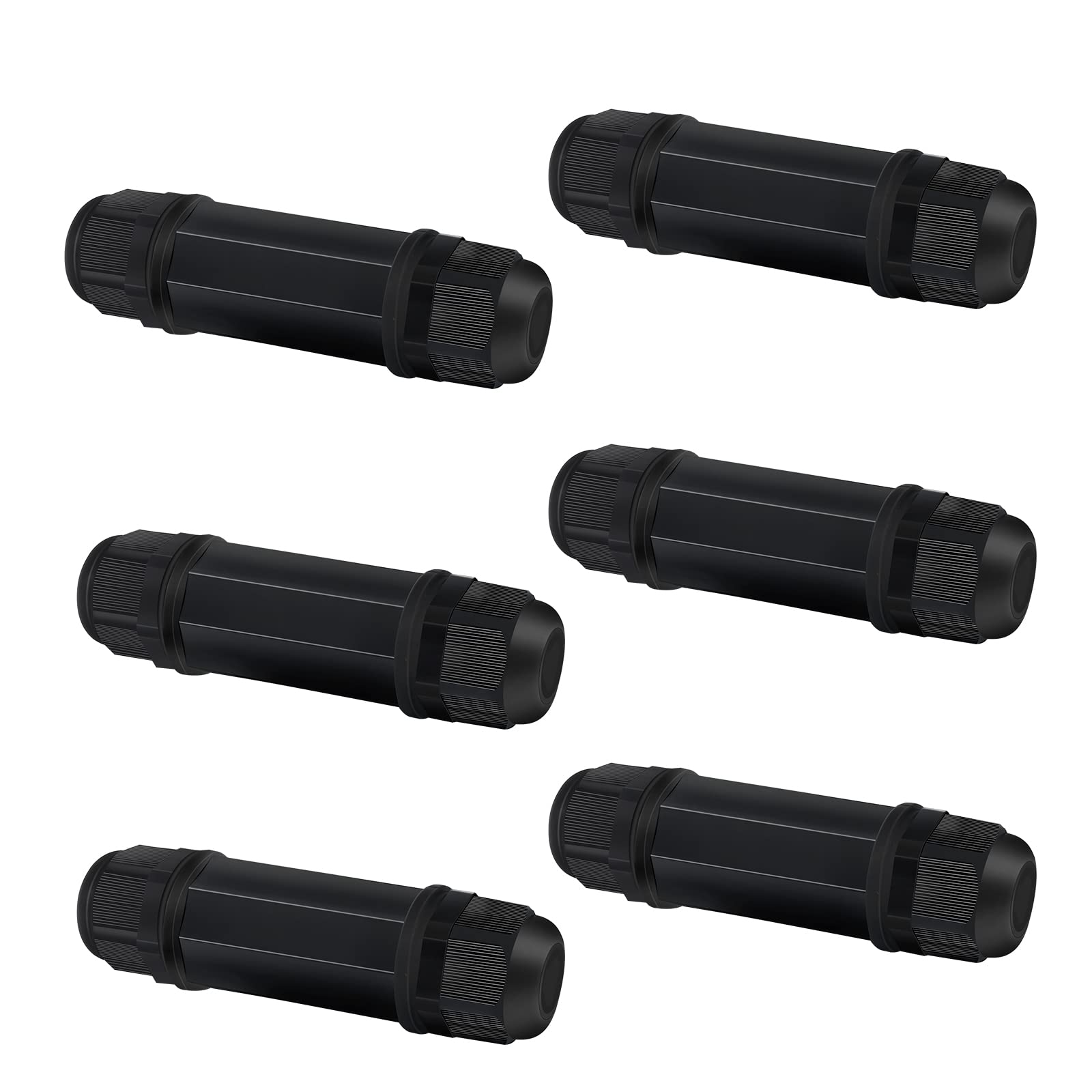 YIOVVOM RJ45 Waterproof Shielded ethernet Cable Box, Female to Female, Panel Mount, 8P8C,CAT 6, CAT 5, CAT 5E, M22 IP67 Ethernet LAN Cable Coupler Outdoor Weatherproof Underground Splice (6-Pack)
