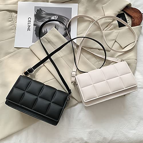 Handbag Crossbody Shoulder Square Purse for Women Chain Shoulder Leather Metal Satchel Tote Bag: One Size (WHITE)