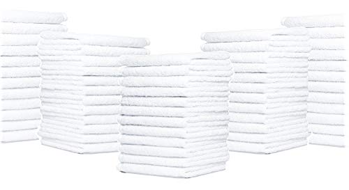 Wash Cloth Towels, 60-Pack, 100% Natural Cotton, 12 x 12, Bulk Pack, Soft and Absorbent, Machine Washable, White (60-Pack)