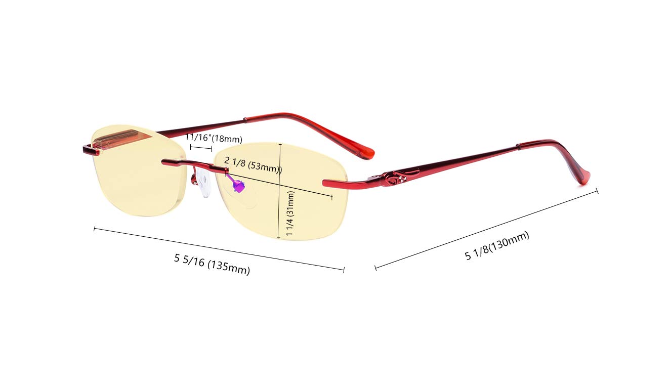 Eyekepper Rimless Blue Light Blocking Glasses - Anti Digital Glare Readers with Yellow Filter Computer Reading Glasses Women