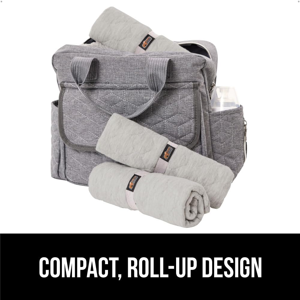 Gorilla Grip 3 Pack Soft 100% Waterproof Hypoallergenic Absorbent Baby Changing Liners, Stay in Place Pad, Slip Resistant, Quilted Machine Washable Reusable Liner Pads, Diaper Table Mat Cover, Gray