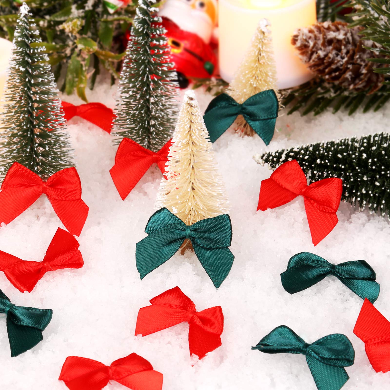 WHQXFDZ 160 Pieces Mini Red and Green Ribbon Bows Christmas Bows for Wedding Birthday Christmas Tree Crafts Home Decoration DIY Making(Red and Green)