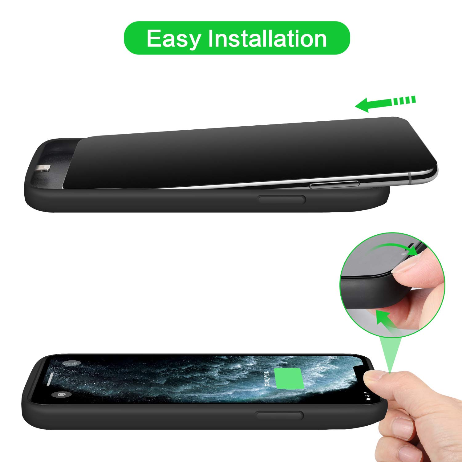 Feob Battery Case for iPhone Xs max, Upgraded 7800mAh Portable Charging Case Extended Battery Pack for iPhone Xs Max [6.5 inch] Protective Charger Case - Black