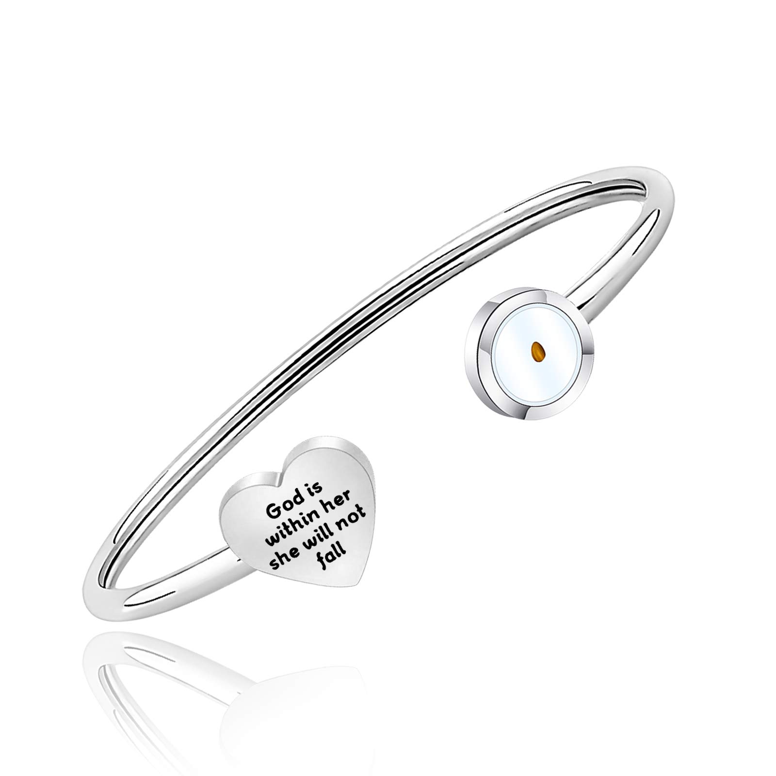 FAADBUK Christian Mustard Seed Bracelet Christian Gift Psalm 46:5 God Is Within Her She Will Not Fall Mustard Seed Jewelry Bracelet Religious Gift Jewelry (God Is Within -S)