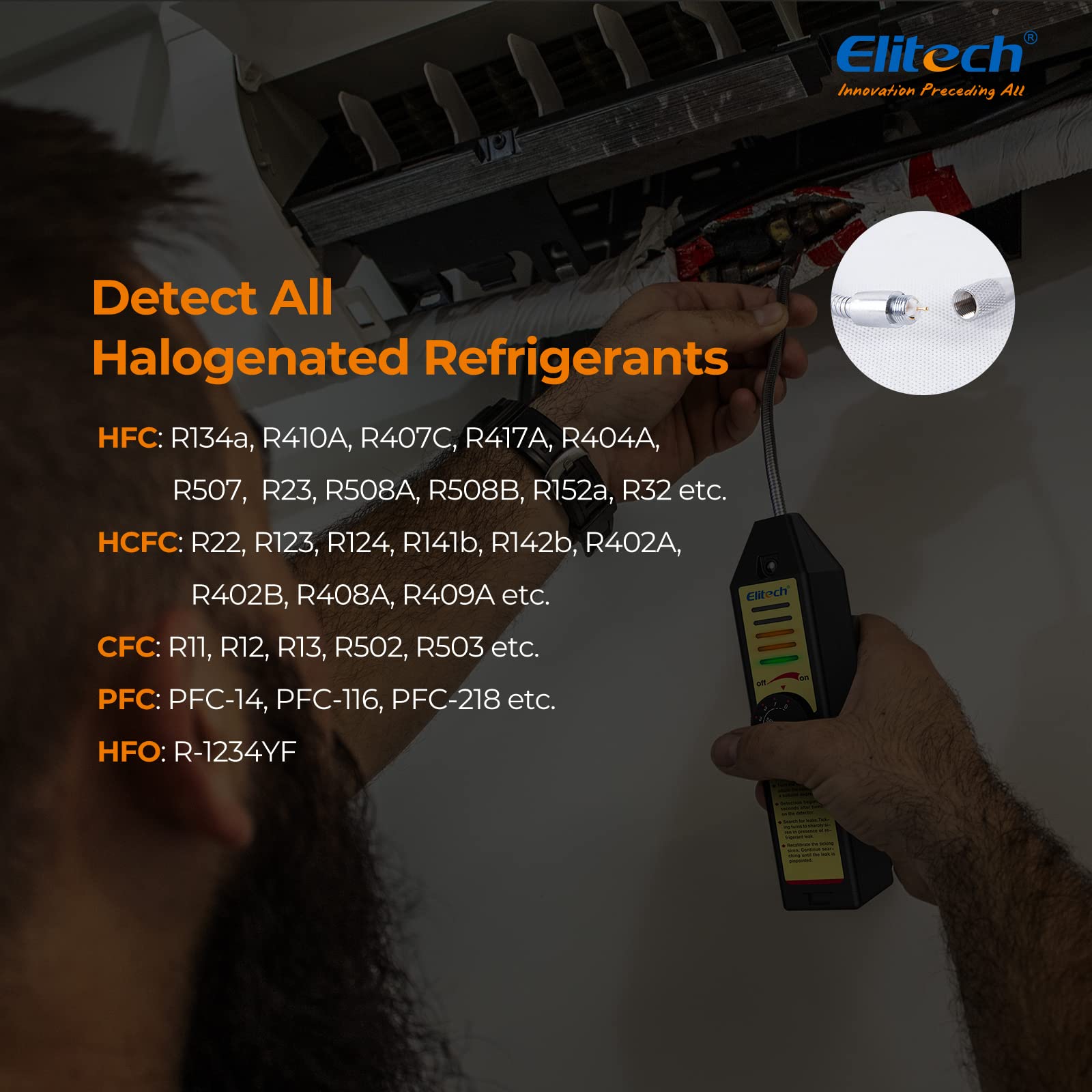 Elitech WJL-6000S Freon Leak Detector Halogen Gas Tester HVAC Refrigerant AC Sniffer R22 R410A R134A with LED