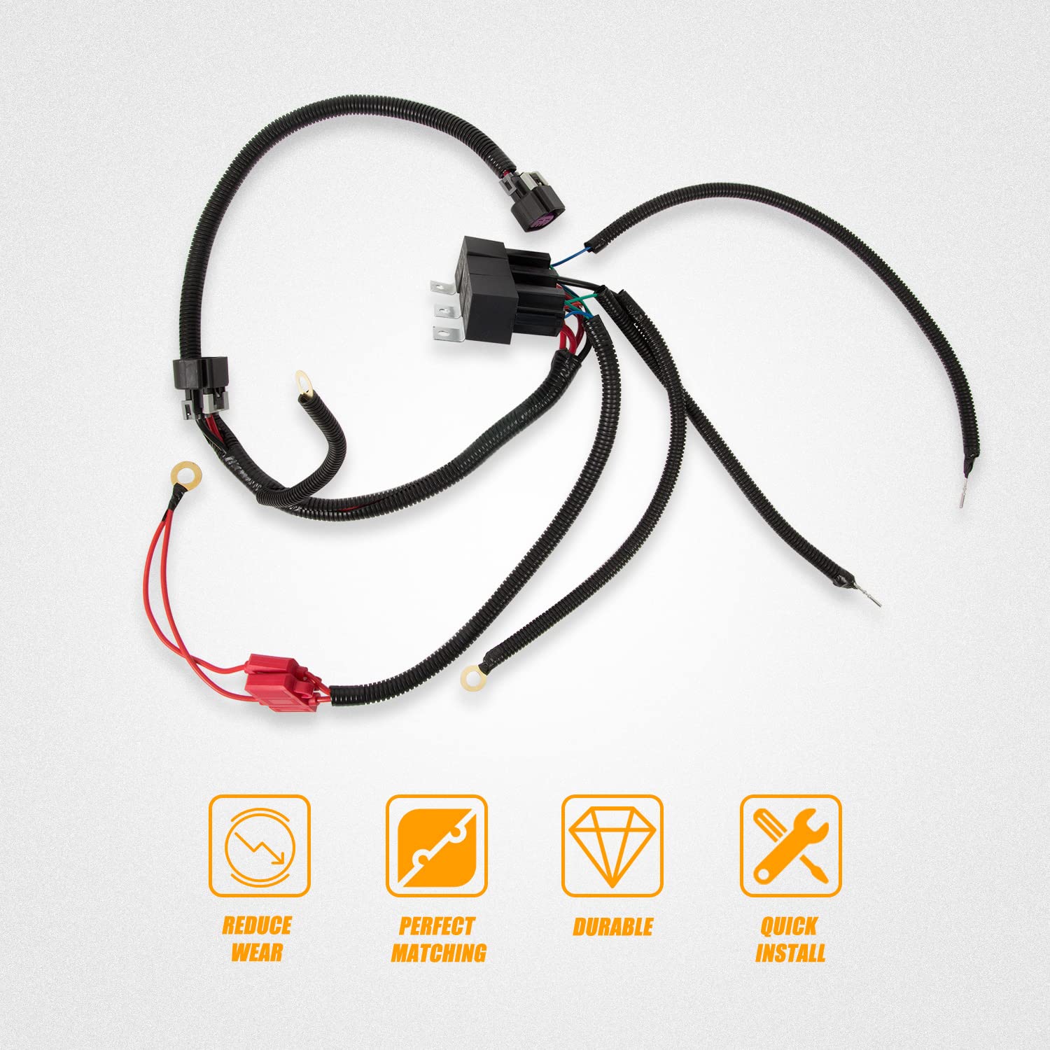 Dual Electric Cooling Fan Upgrade Wiring Harness Kit Compatible with GM 1999–2006 ECU Control Replace 7L5533A226T