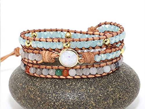 ZOSOJONA Women Wrap Bracelets Boho Natural Stone Jasper Turquoises Strand Bracelet Jewelry Collection (Nature stone)