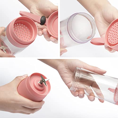 SERENITY HAIR SOLUTIONS Portable Blenders | Personal Blender for Shakes and Smoothies, Personal Size Blenders with Rechargeable USB, 380Ml Traveling Fruit Veggie Juicer Cup with 6 Blades, Great for Outdoors and Travel Batteries Not Included