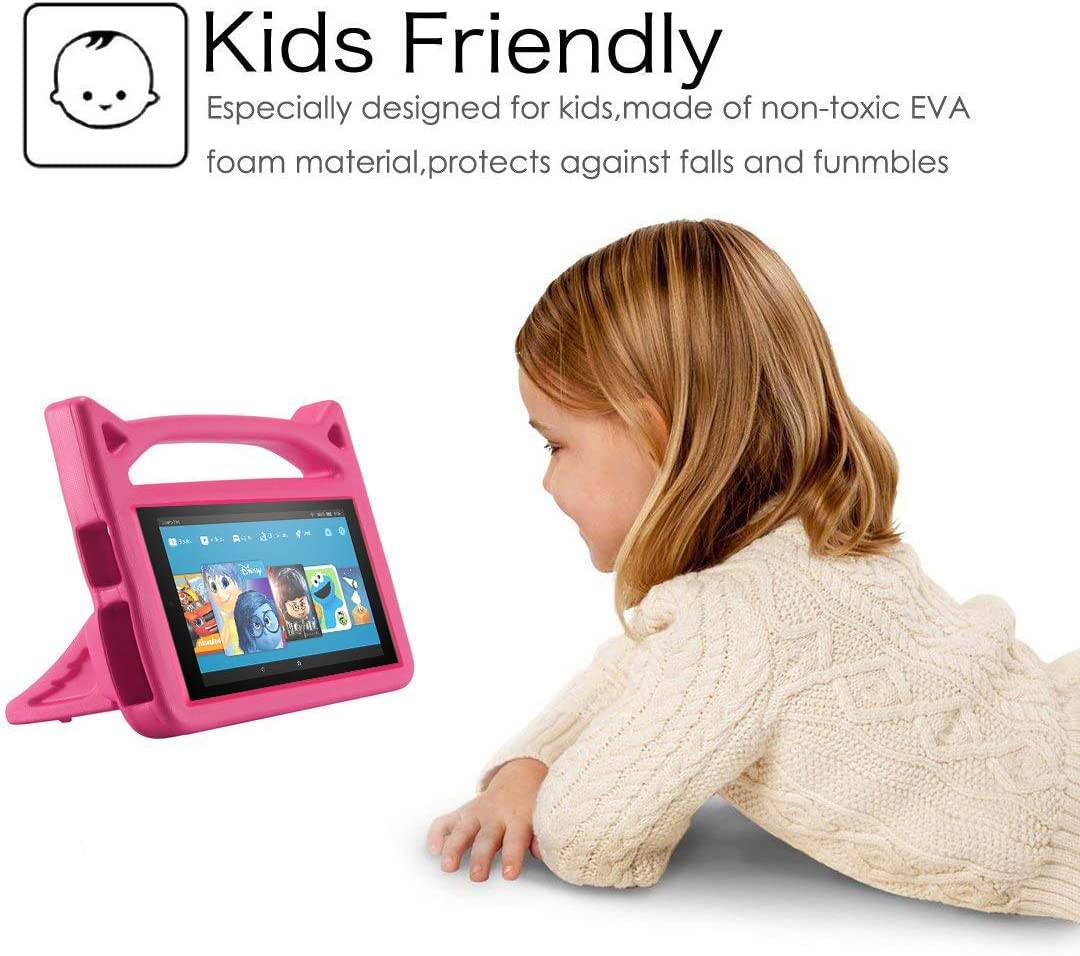 Fire HD 10 Case & Fire HD 10 Plus Kids Cases (11th Generation,2021 Release), BORXJNM Lightweight ShockProof Kid-Proof Cover with Stand for Amazon Kindle Fire HD 10 Kids Tablet & Kids Pro Tablet - Pink